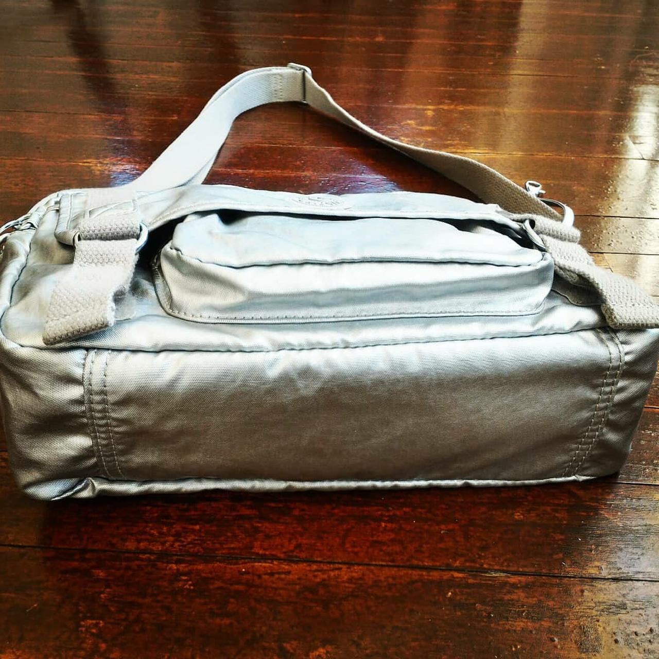 Kipling Unisex Medium Silver Cross body Bag. Nylon,... - Depop