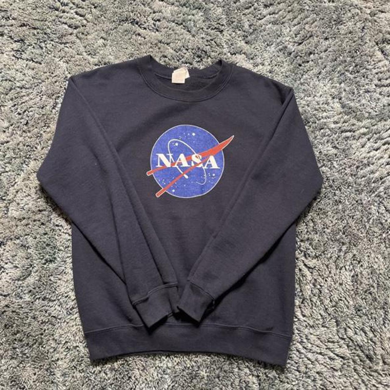 Vintage NASA Crewneck Small Navy Blue Sweatshirt.... - Depop