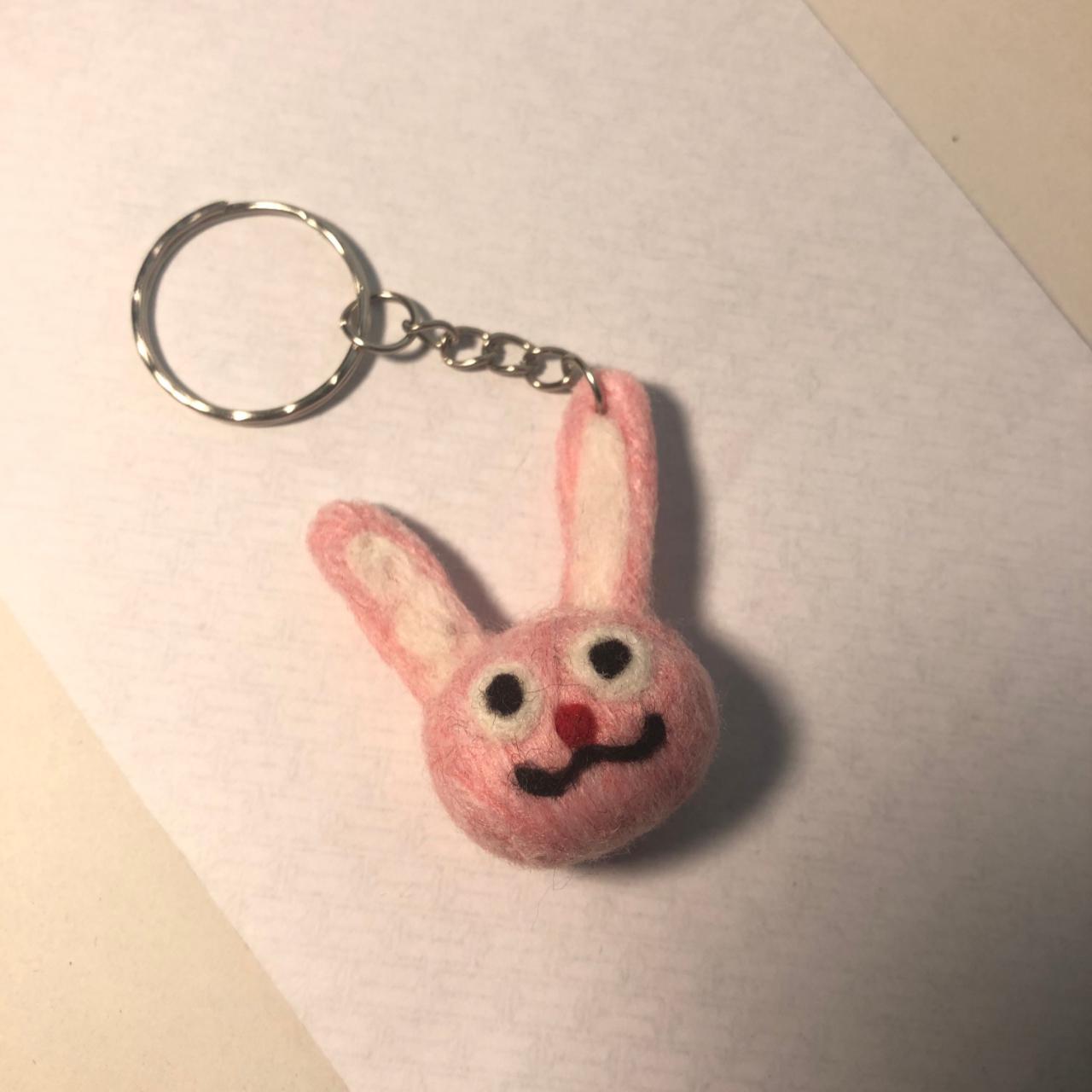Pink rabbit felted keychain. Feel free to message... - Depop