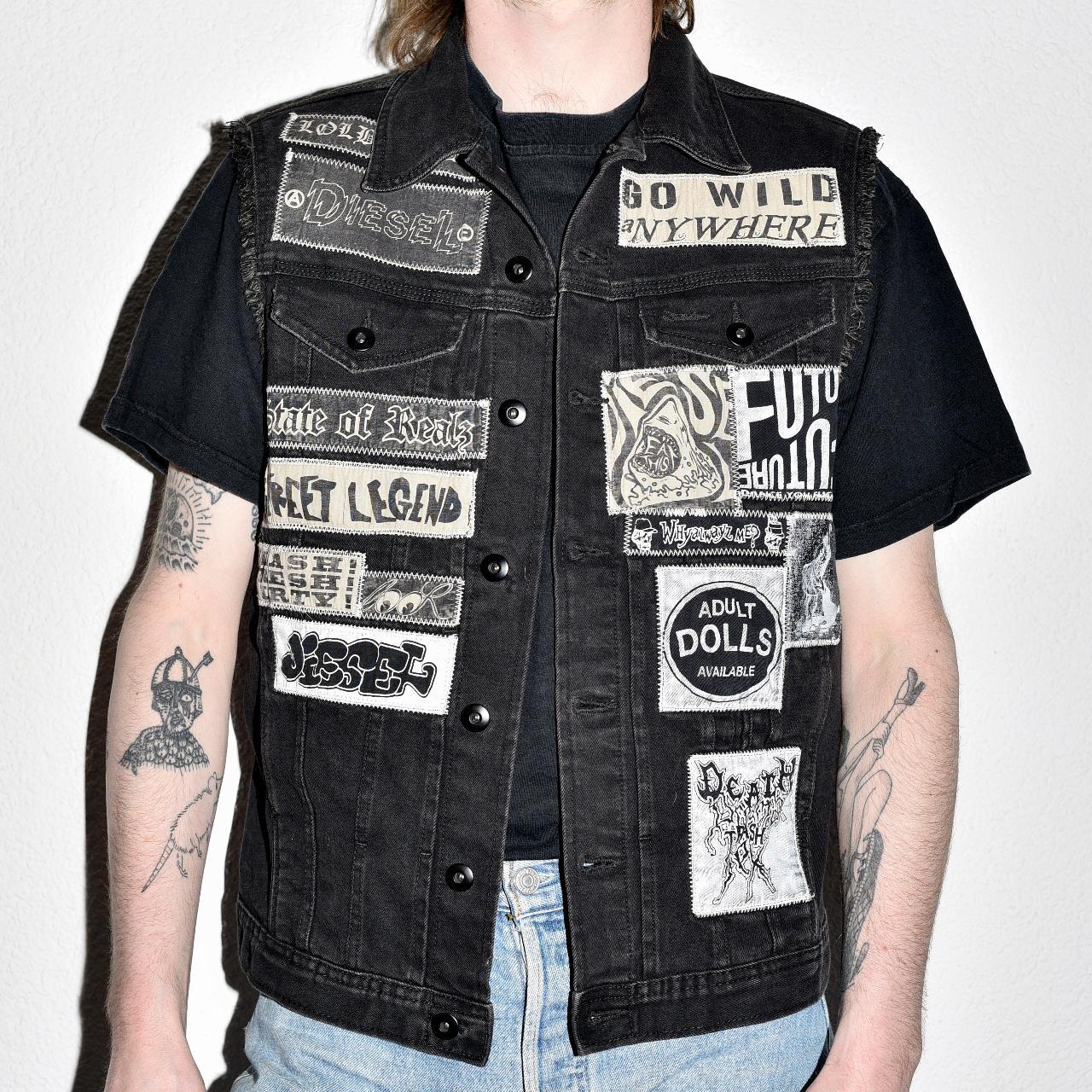 Patches on Diesel Denim Vest Diesel Vest with... - Depop
