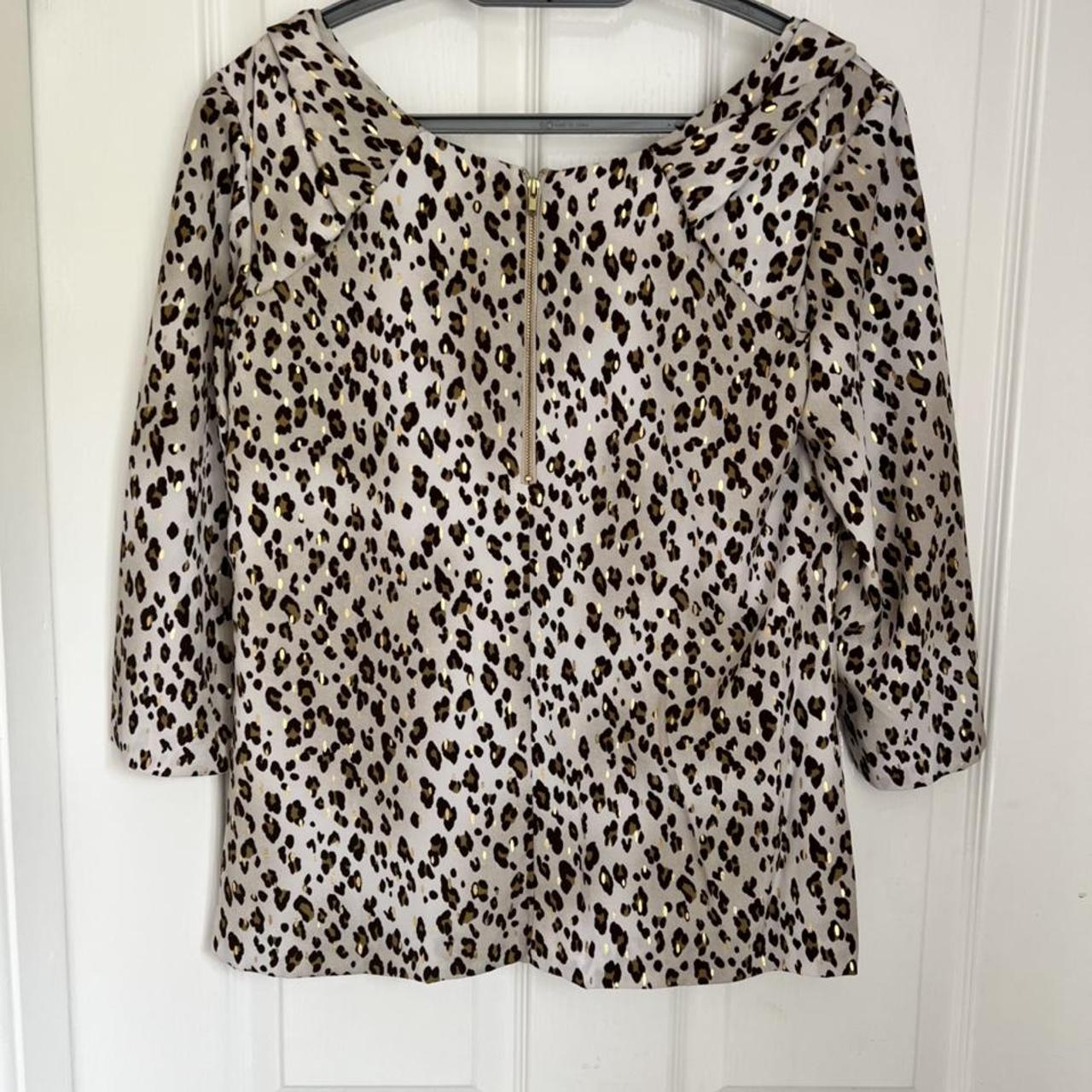 Reiss, metallic, leopard print shell top. Zip back... - Depop