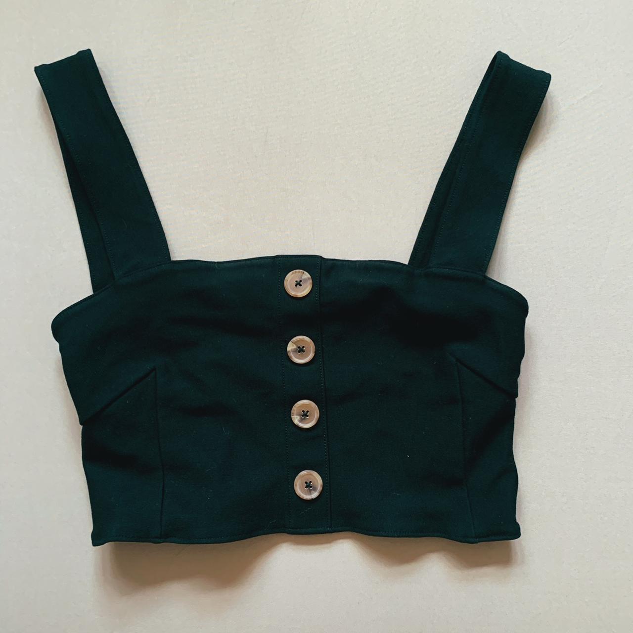 Cute thick strapped crop top with button detail in... - Depop