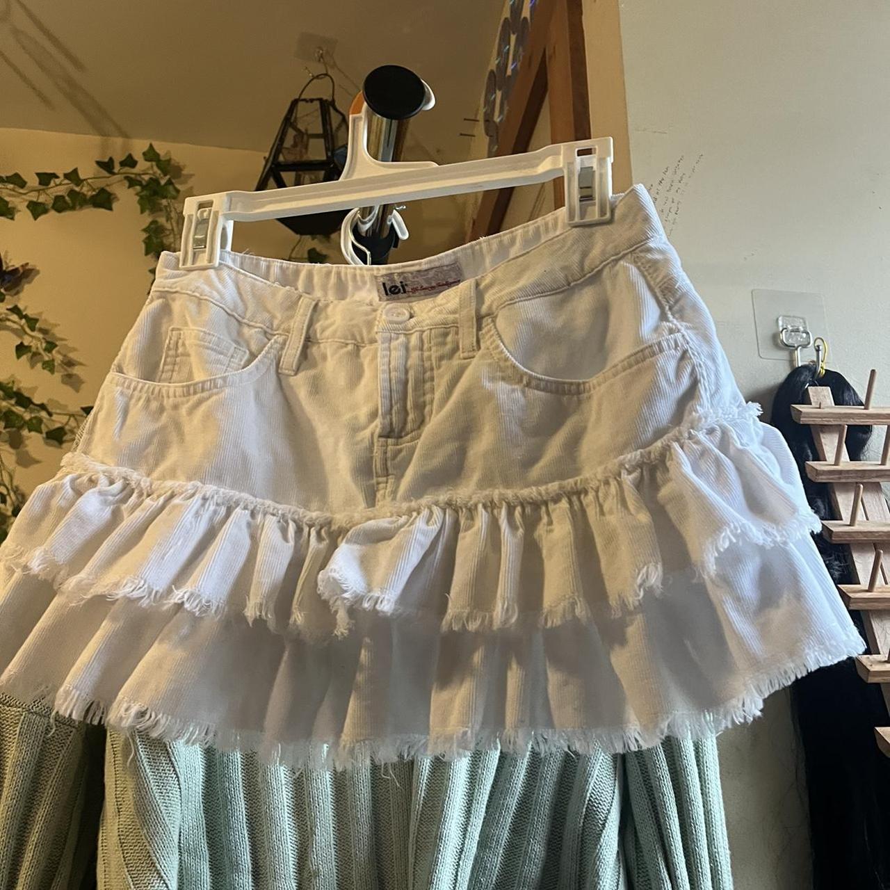 pretty all white ruffled y2k style mini... - Depop