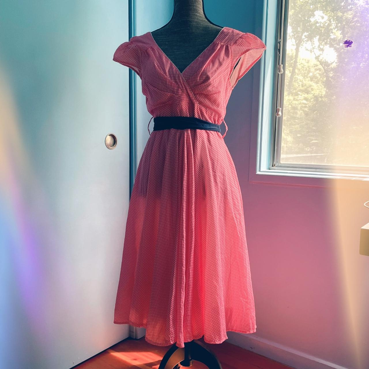 ModCloth Women's Pink and White Dress | Depop