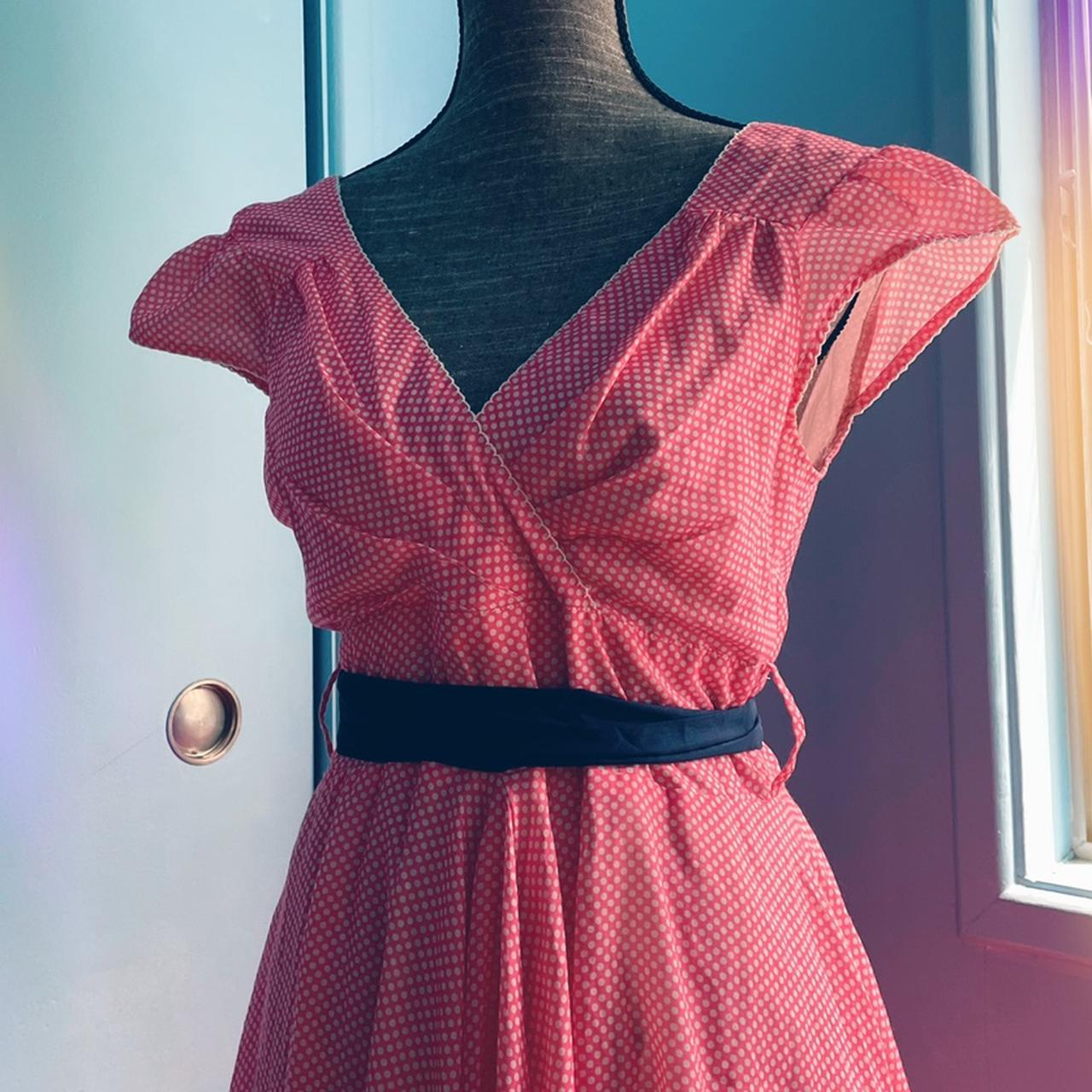 ModCloth Women's Pink and White Dress | Depop