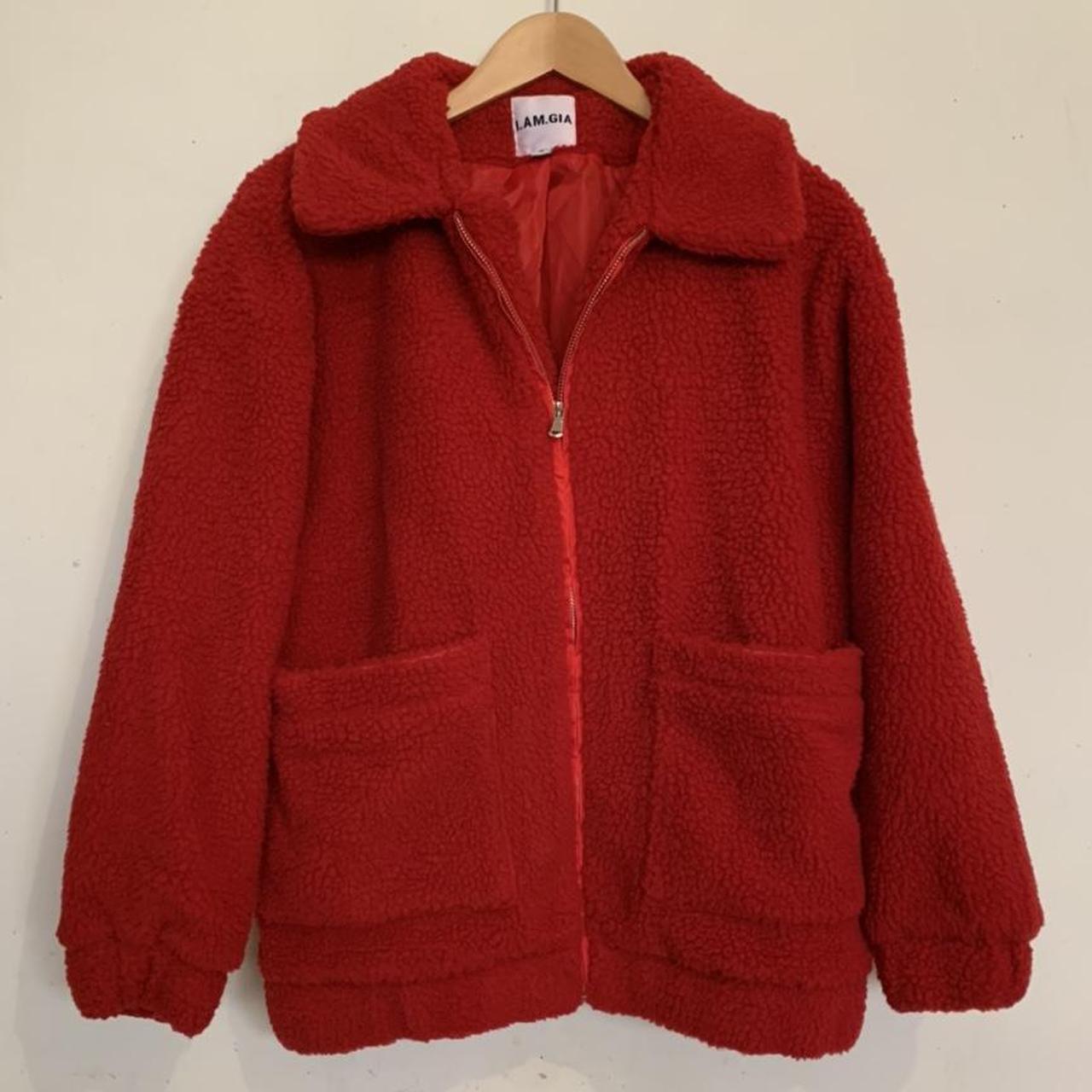 I.AM.GIA Red Teddy Jacket - Small. Oversized teddy... - Depop