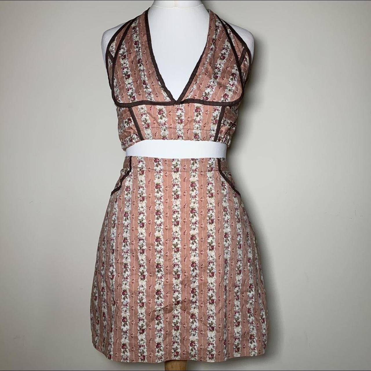 Vintage 60s upcycled two piece Elasticated Halter... - Depop