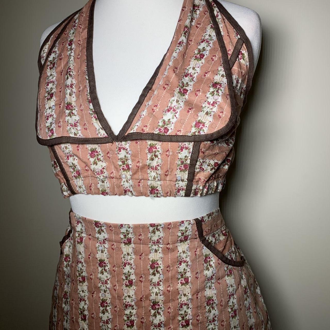 Vintage 60s upcycled two piece Elasticated Halter... - Depop