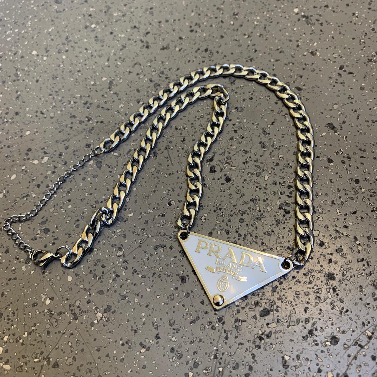 Prada Milano Custom Logo Pendant Necklace Chain... - Depop