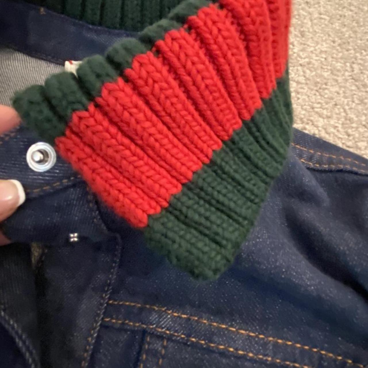 Gucci Kids Denim Jacket with signature web knitted... - Depop