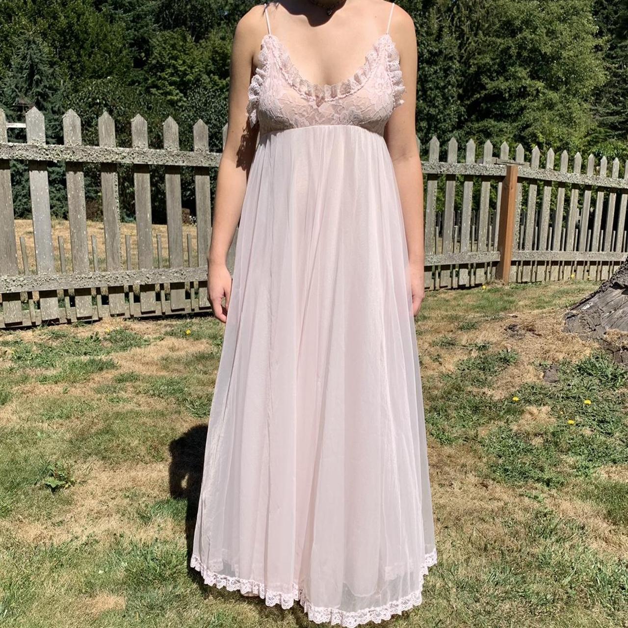 Gorgeous vintage 70s baby pink gown 💗 Coolest pink... | Depop