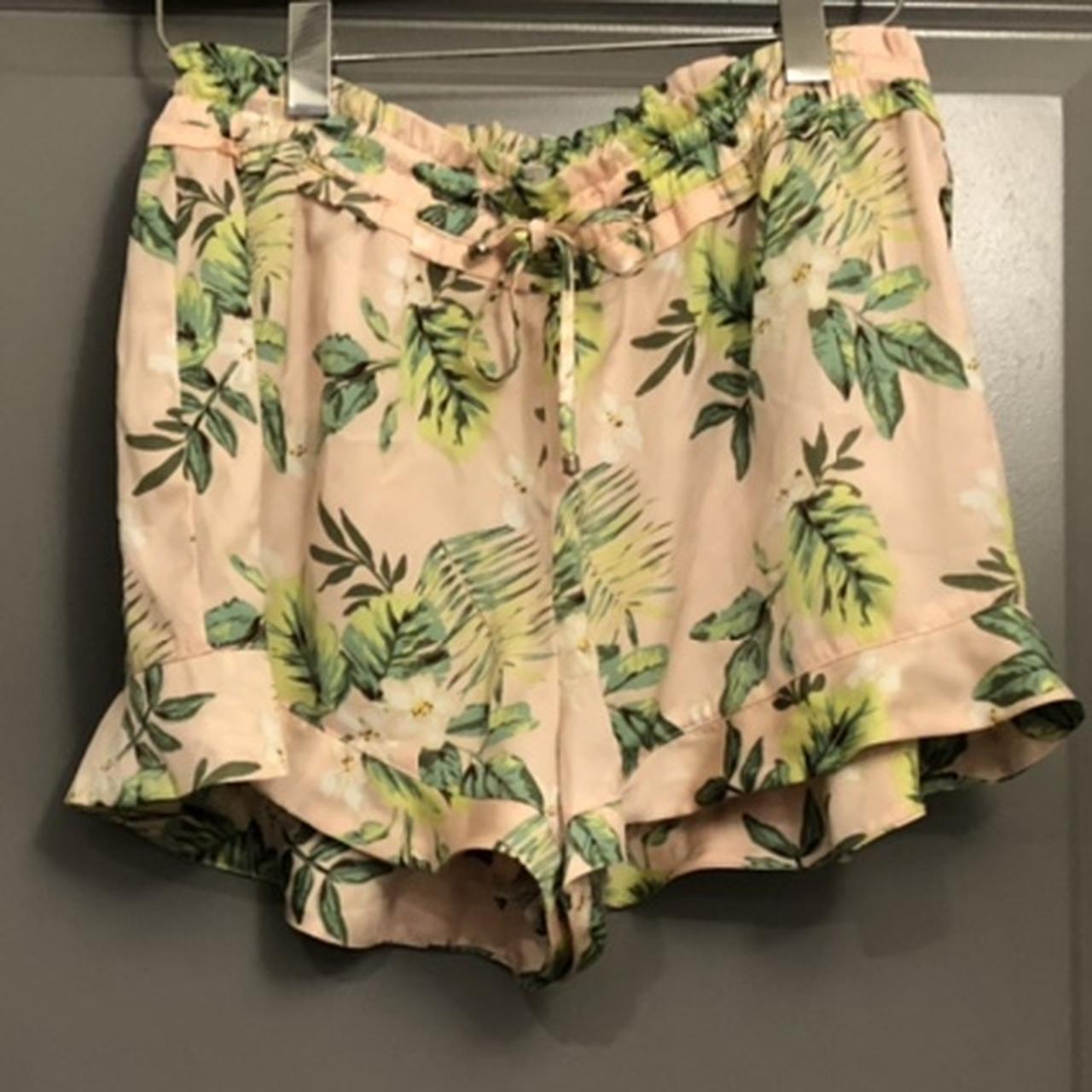 Pink floral Forever 21 shorts. Silky to the touch.... - Depop