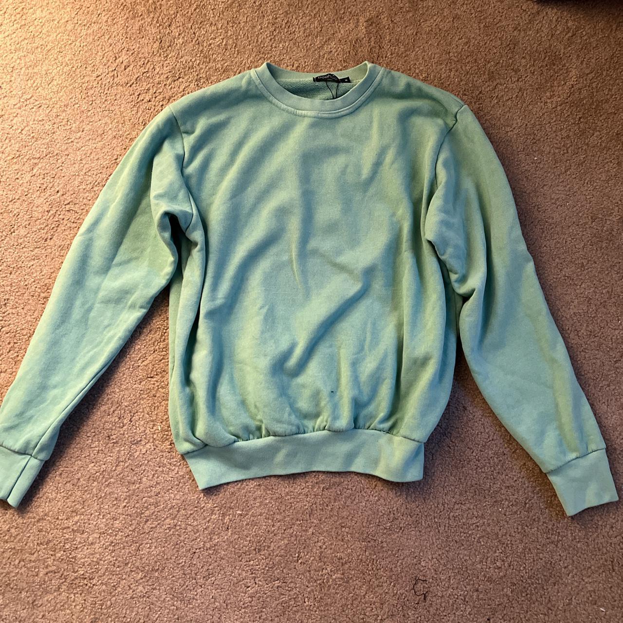 Boohoo brand new with tags blue/green crewneck. Size... - Depop