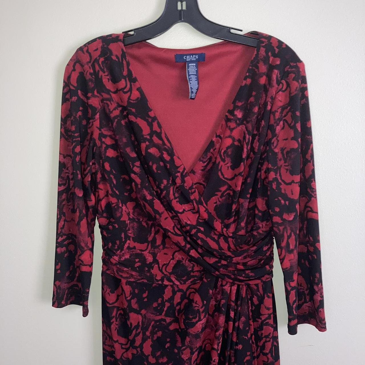 Chaps Women's Black and Red Dress | Depop