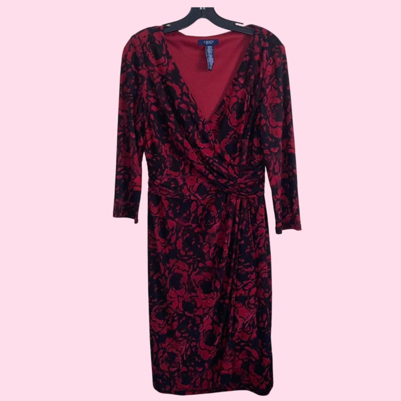 Chaps Women's Black and Red Dress | Depop