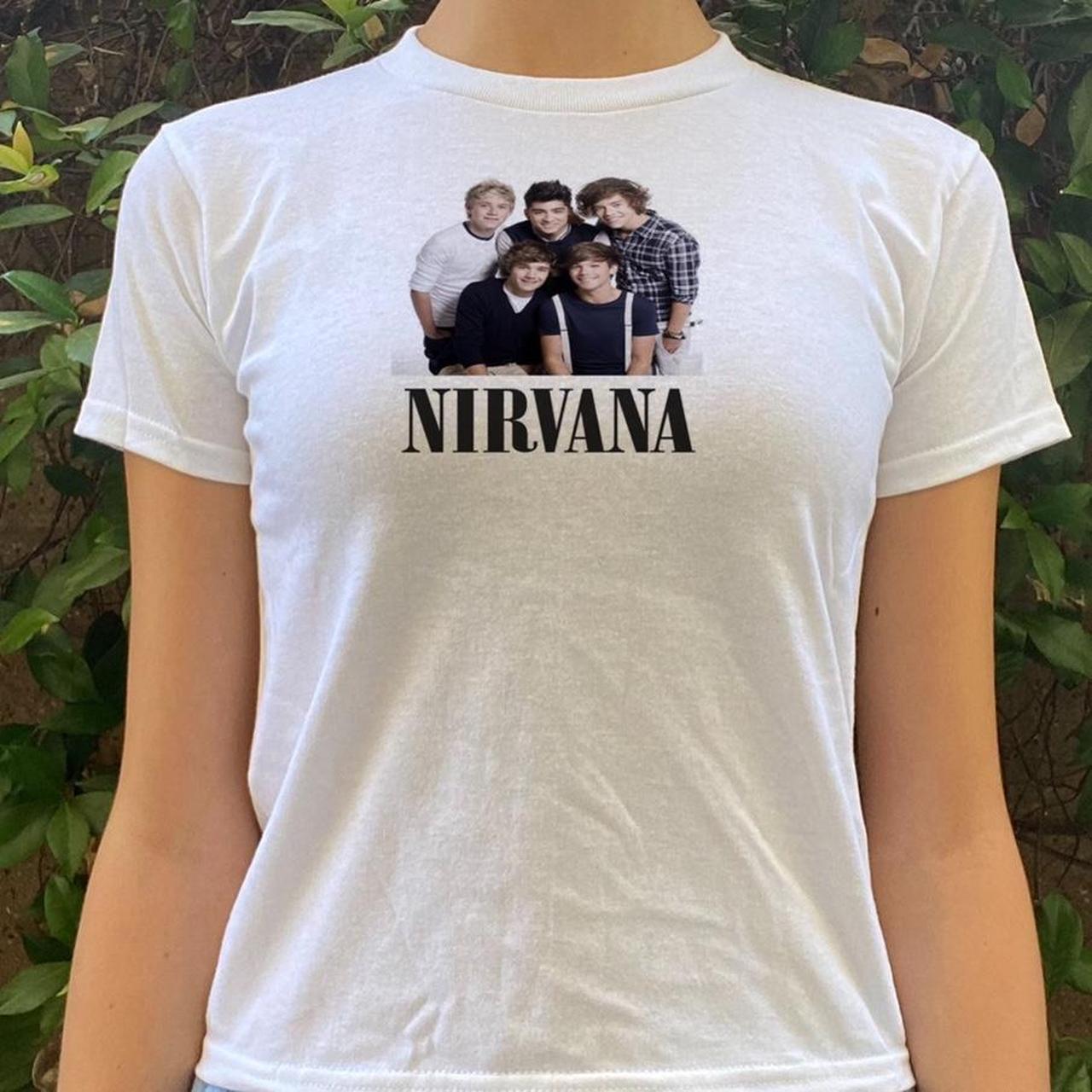 🎸 super funny nirvana one direction baby tee... - Depop