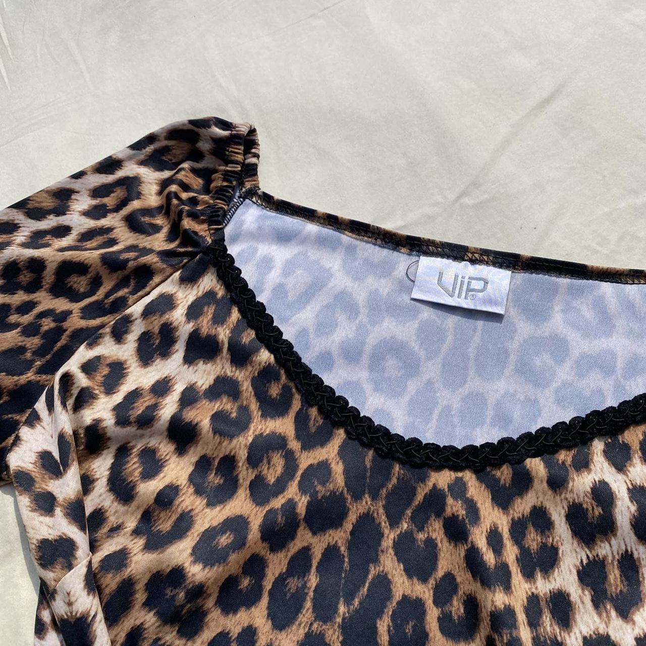 VIP Leopard print top Fluted 3/4 length... - Depop