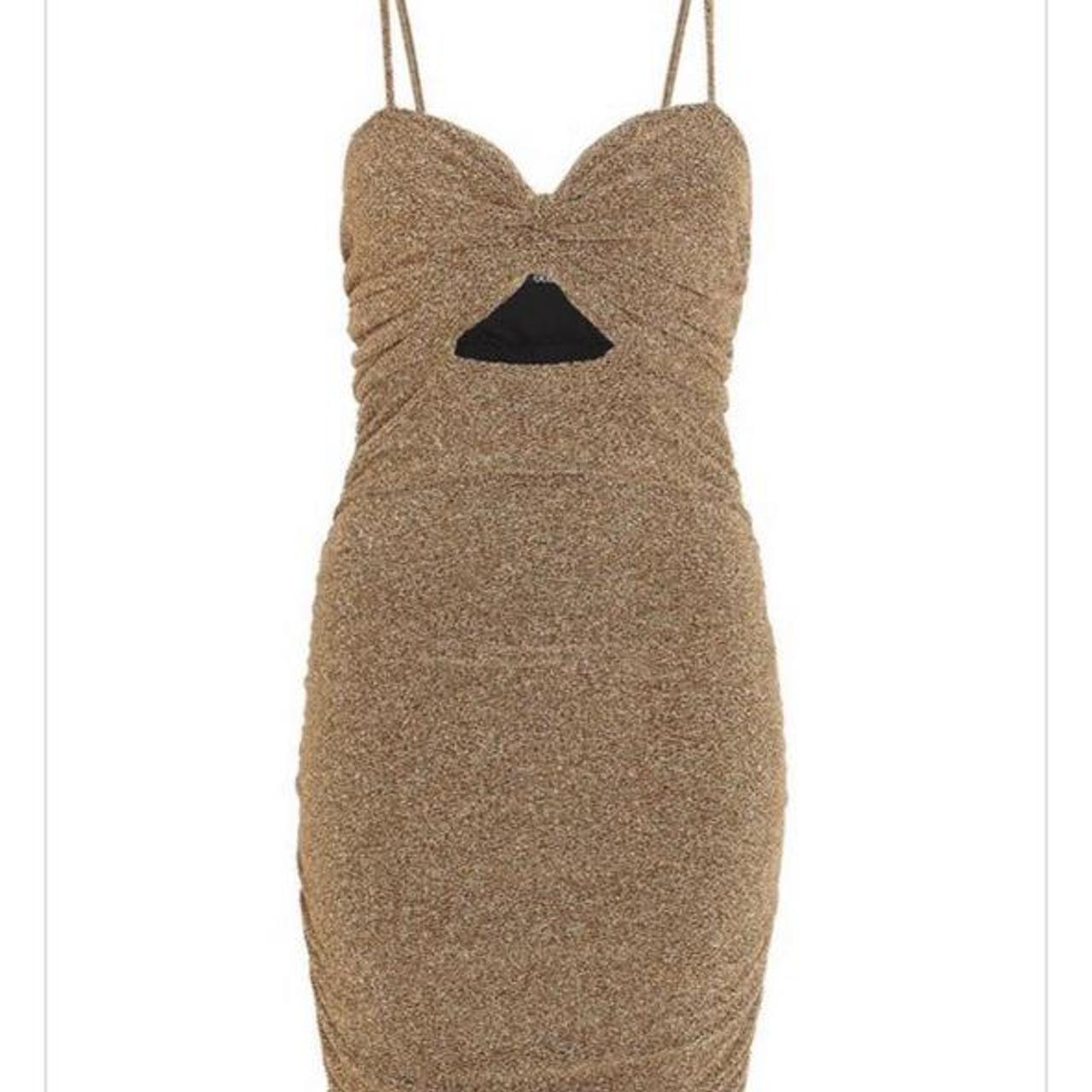 Gold Glitter Bodycon Mini Dress - worn once for a... - Depop