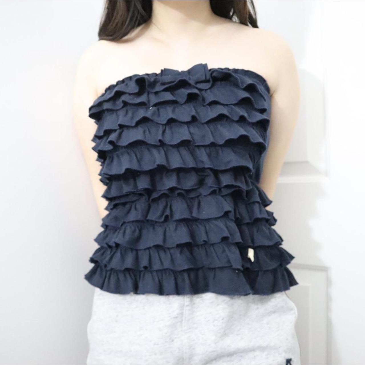 Ruffle Tube Top with a bow in front. Super cute!... - Depop