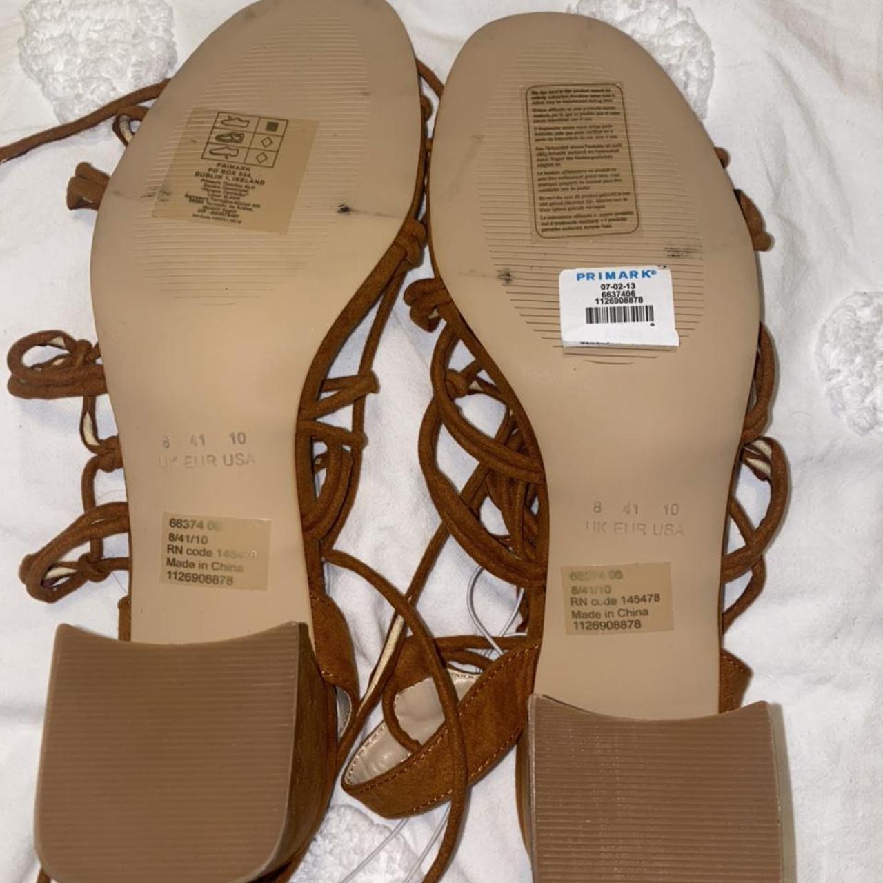 Primark Tan Suede Tie up knotted style sandals.... - Depop