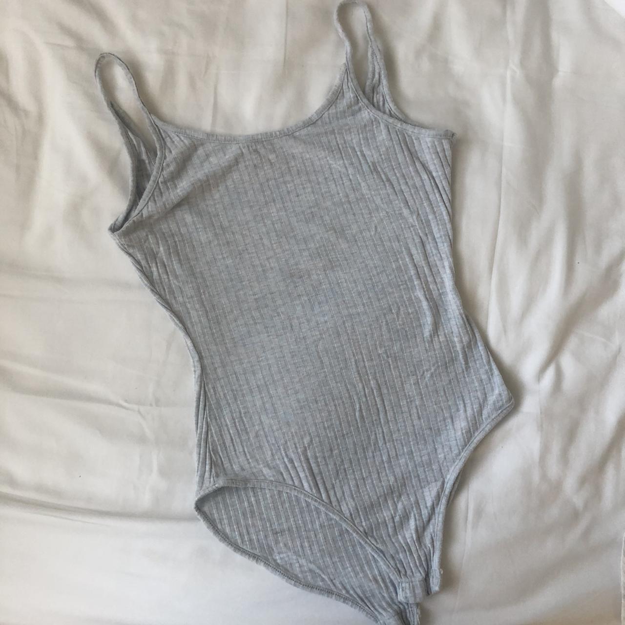 ️ DESCRIPTION: PALE GREY RIBBED BODYSUIT FROM URBAN... - Depop