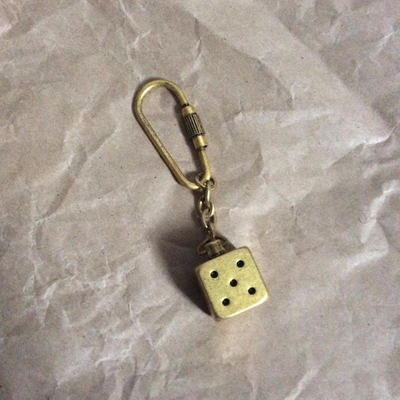 keyrings keyholder dice metal bronze keyring great... - Depop