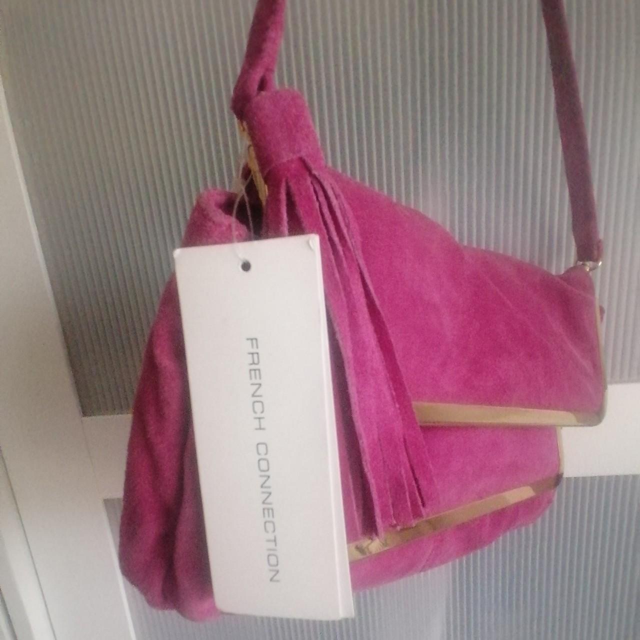 BNWT French Connection pink suede shoulder bag... - Depop
