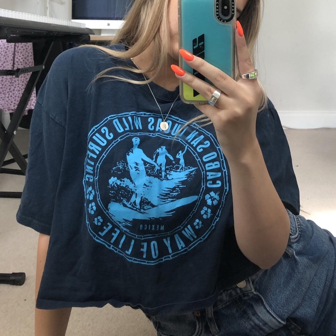 Really cute navy batwing box crop top Charity... - Depop