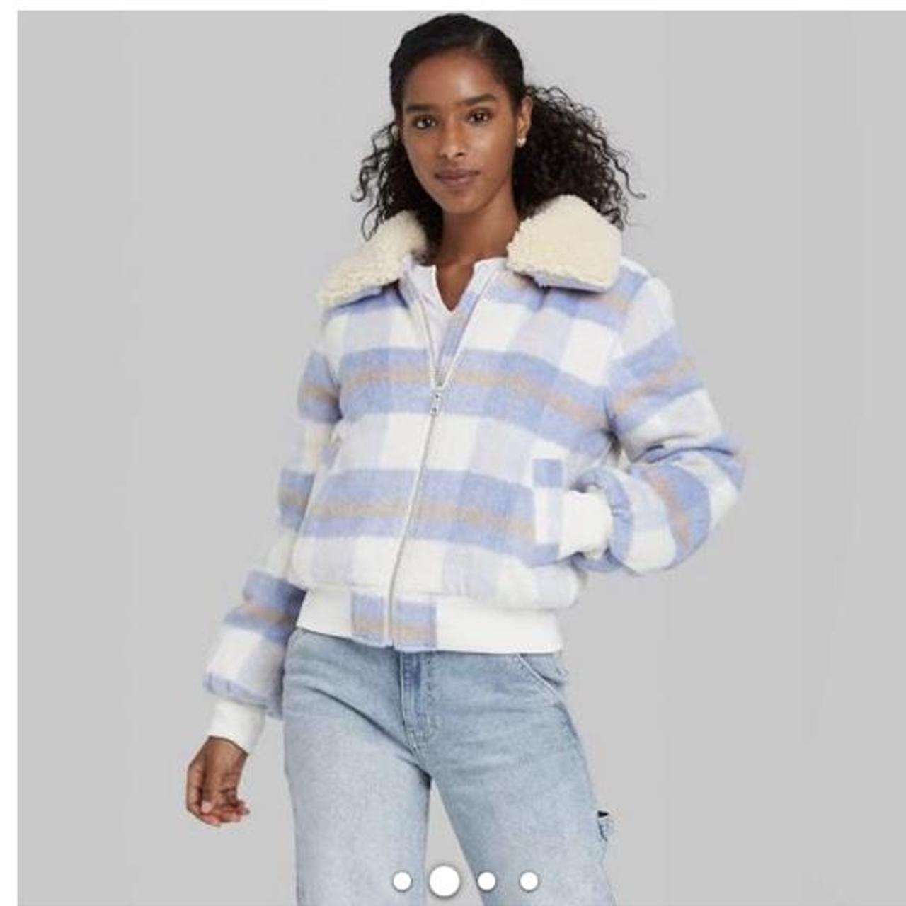 Wild Fable plaid bomber jacket with fuzzy trim So... - Depop