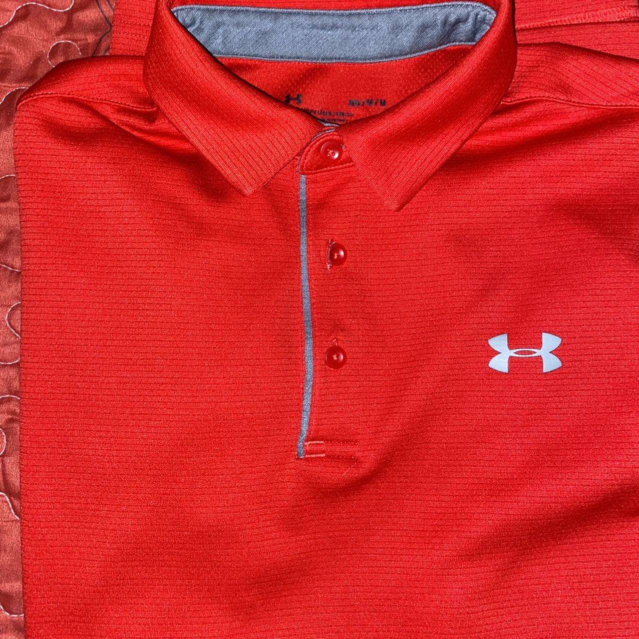 Under Armor red golf polo size: M - Depop