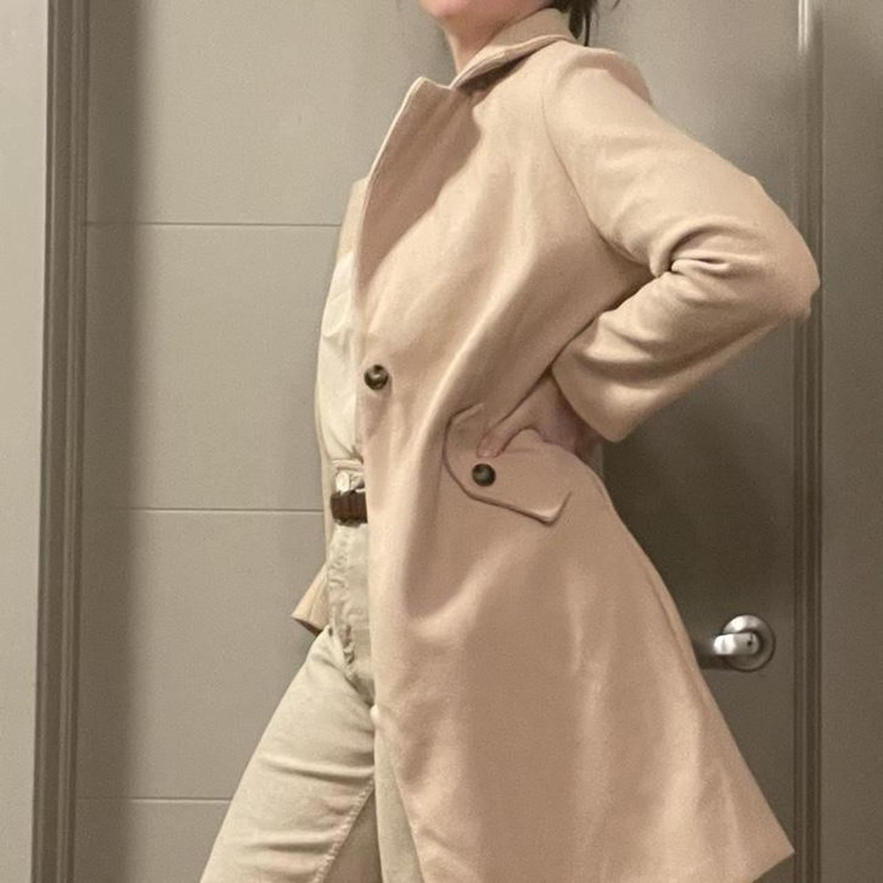 Beige single button solid overcoat from SHEIN #tan... - Depop