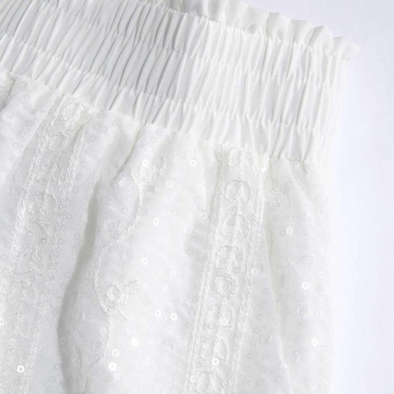 Floral ruffle mini shorts with sequins and pockets... - Depop