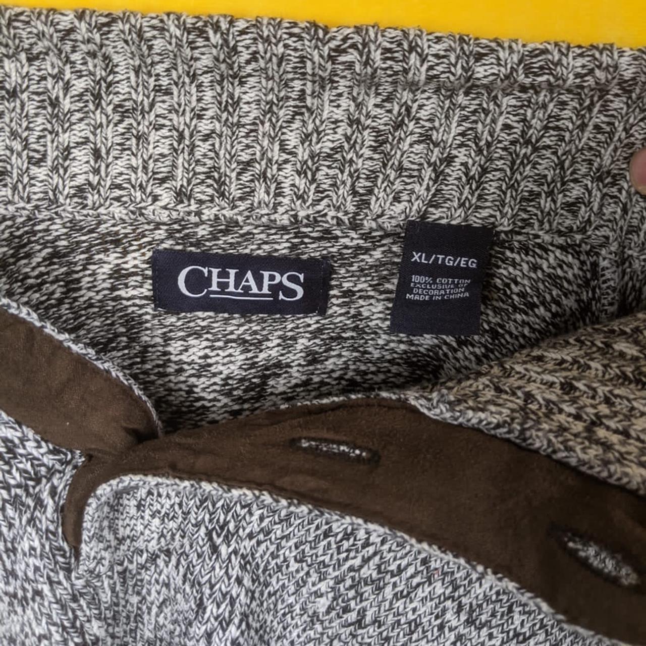 Chaps Jumper ~ quarter button sweater ~ Grey with... - Depop