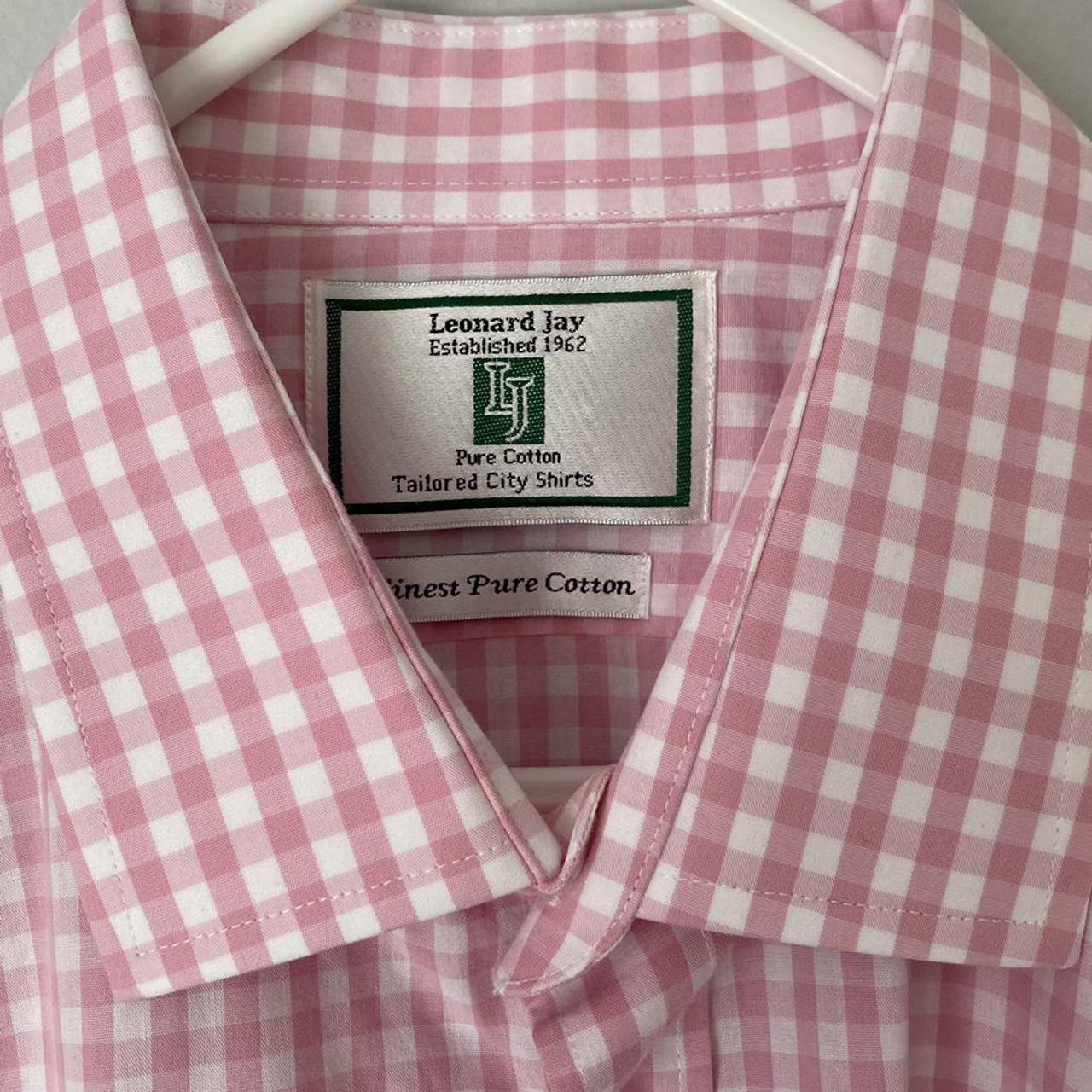 Men’s Leonard Jay, pure cotton, pink gingham shirt.... - Depop