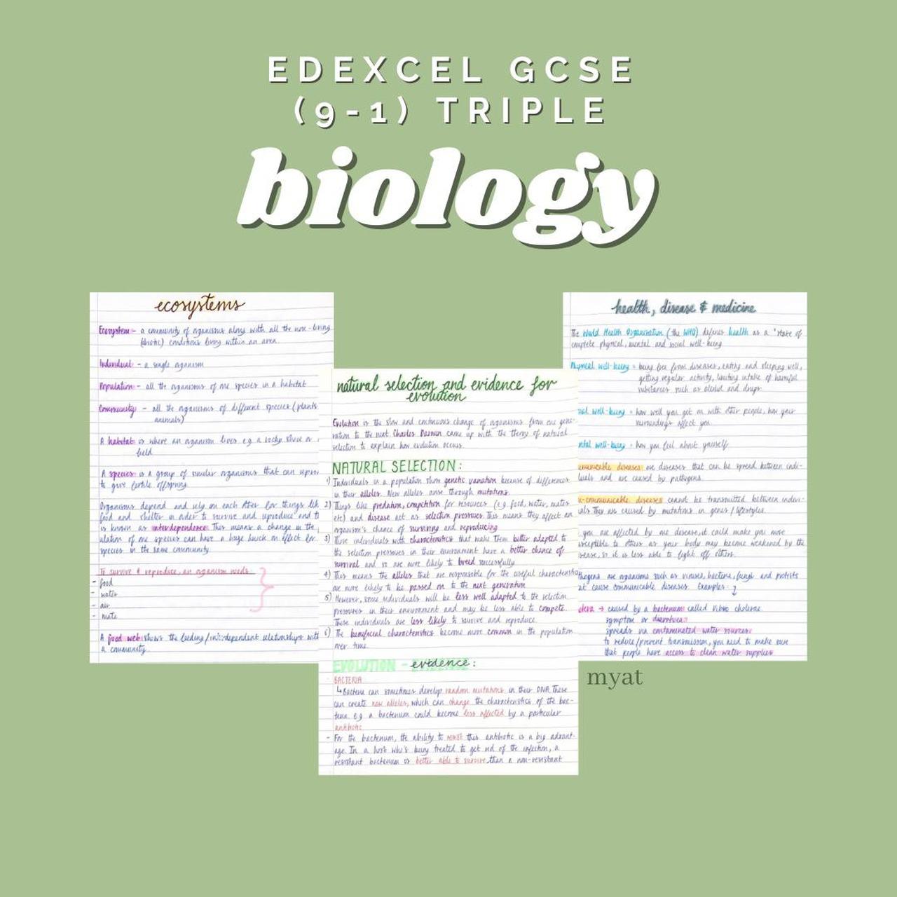 GRADE 9 GCSE EDEXCEL (9-1) BIOLOGY REVISION NOTES -... - Depop