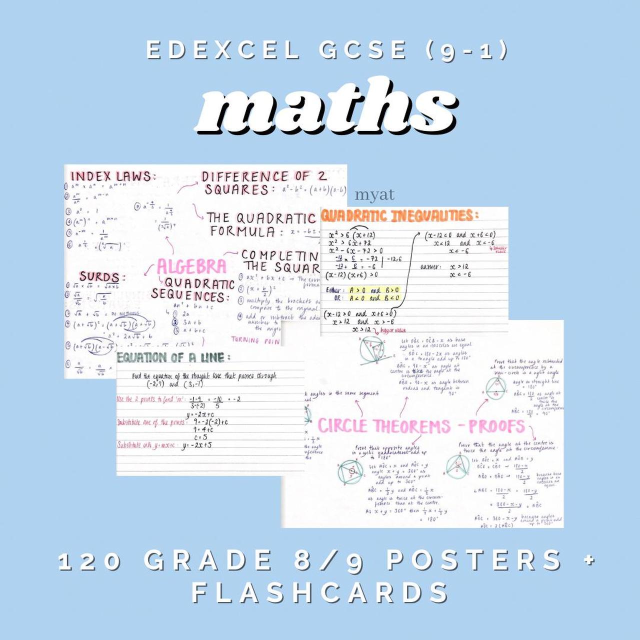 GRADE 8-9 GCSE EDEXCEL (9-1) MATHS REVISION NOTES... - Depop