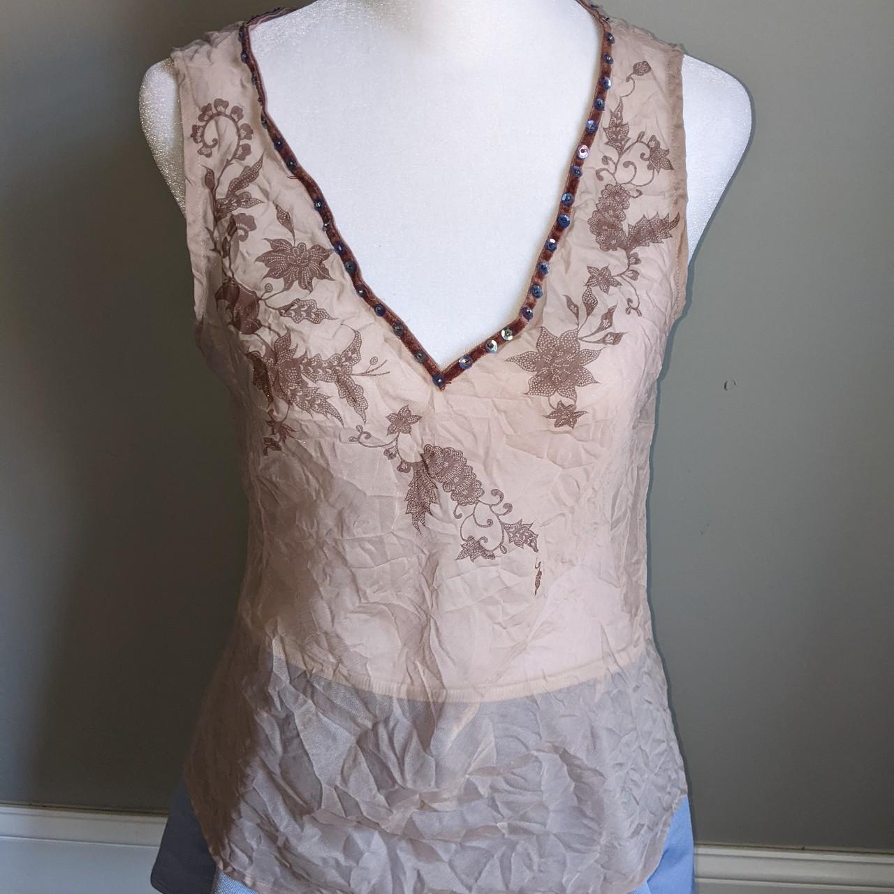 Fransa sheer crinkled sleeveless top size Small.... - Depop