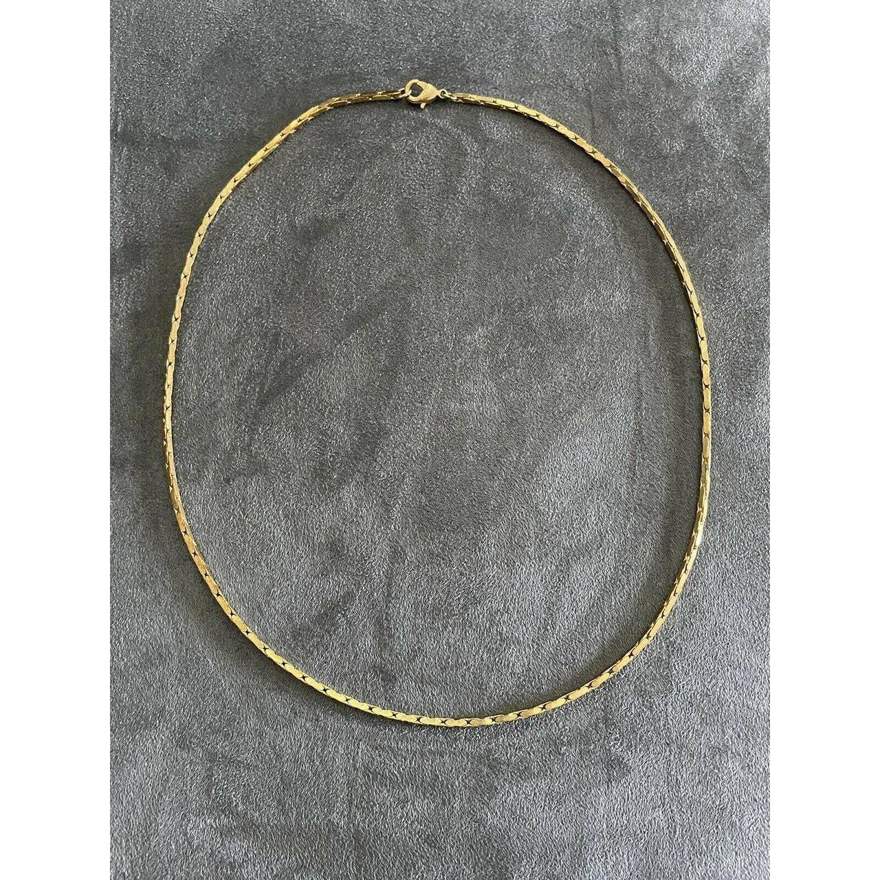 Gold Tone Box Link Chain Necklace 19.5" Lobster... - Depop