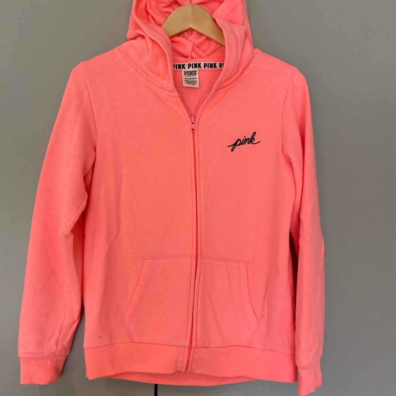 Victoria’s Secret PINK neon zip front hoodie size XS... - Depop