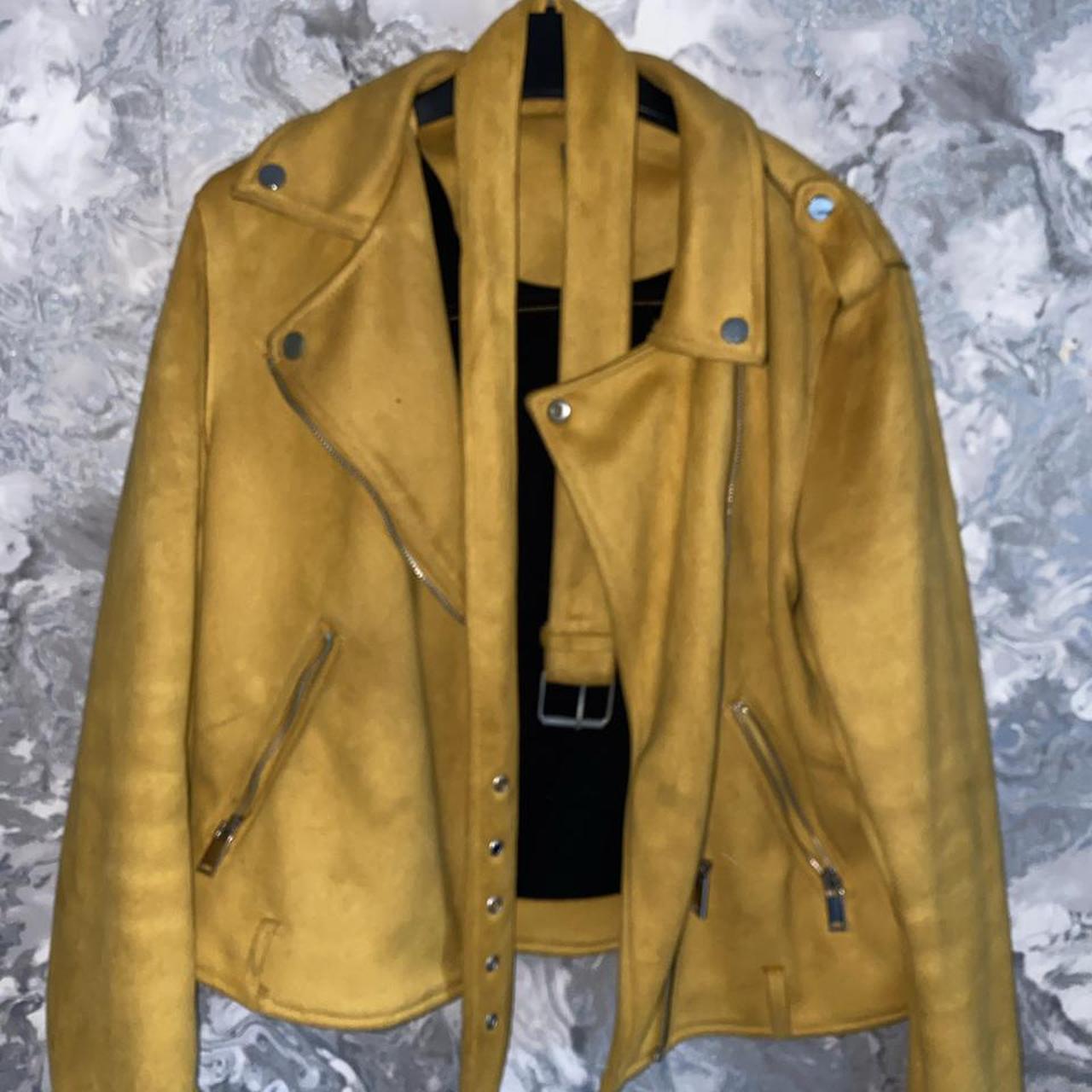 Primark yellow suede jacket with belt Mustard jacket... - Depop