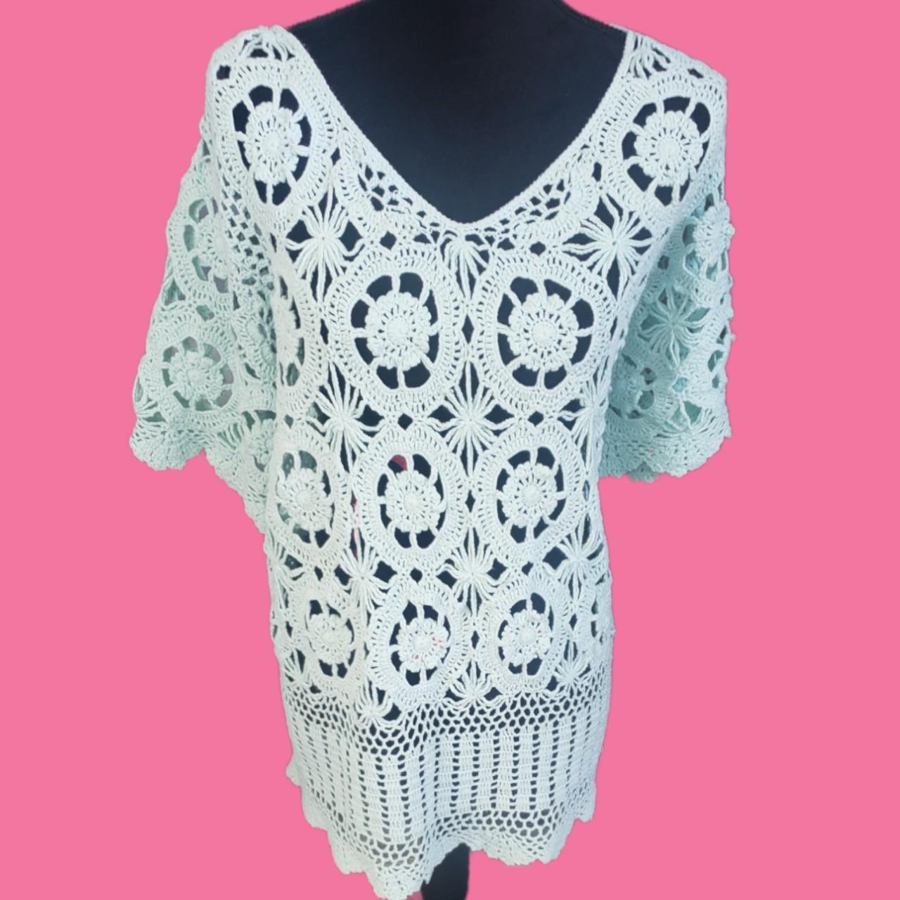 Roaman's vintage crochet top Size: 22 #crochet... - Depop