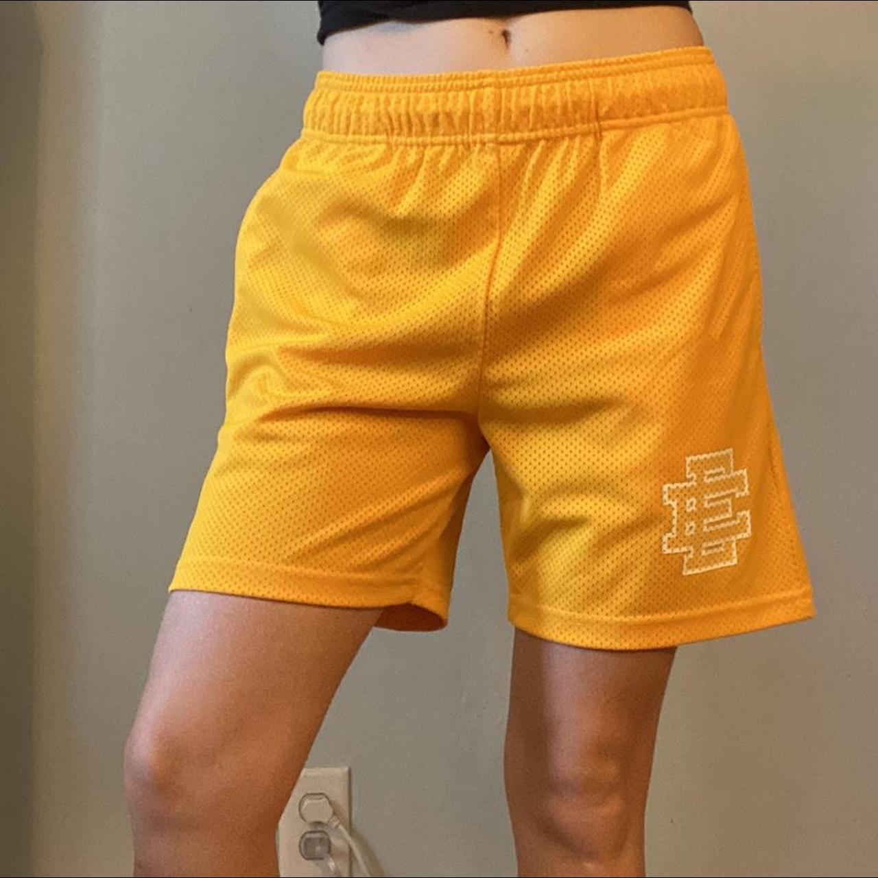 ERIC EMMANUEL golden yellow basketball shorts with... - Depop