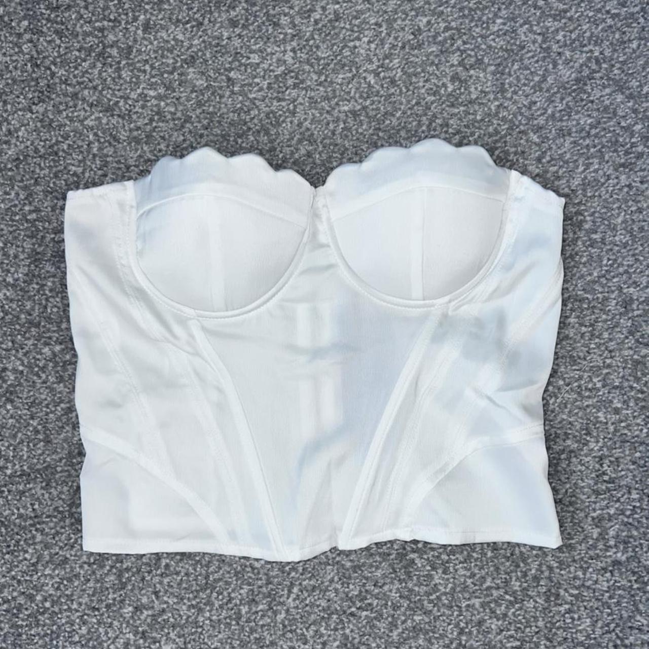 Brand new, with tags - White Shell Cup Corset top,... - Depop