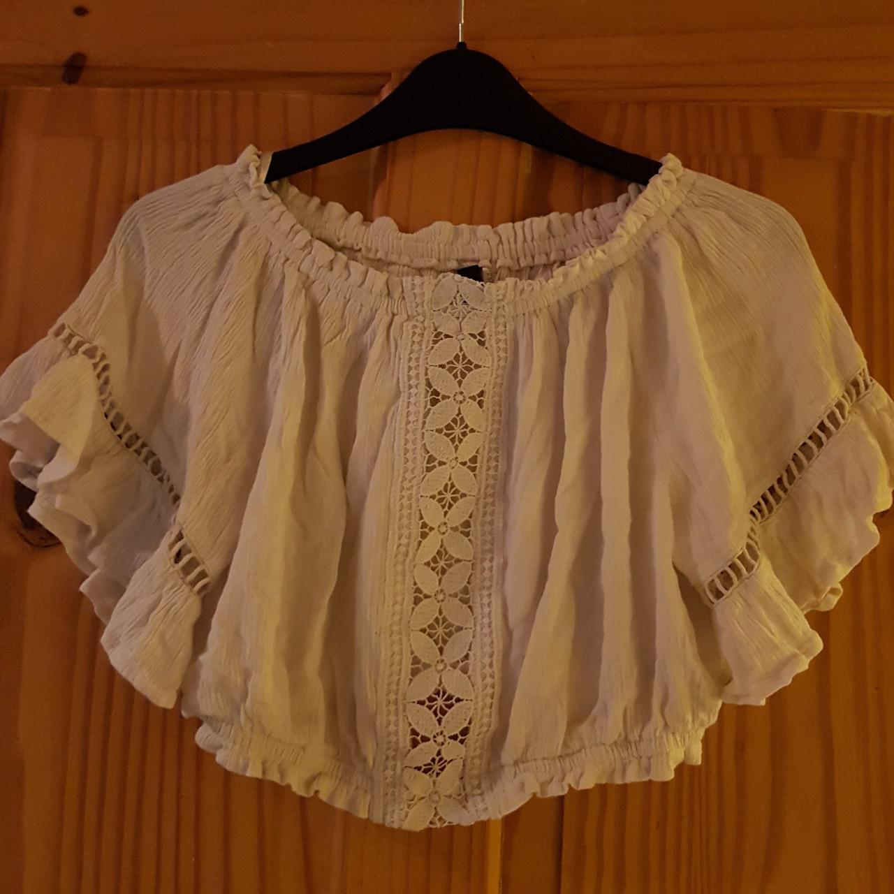 H&M Boho Crop Top Elasticated, floaty light... - Depop