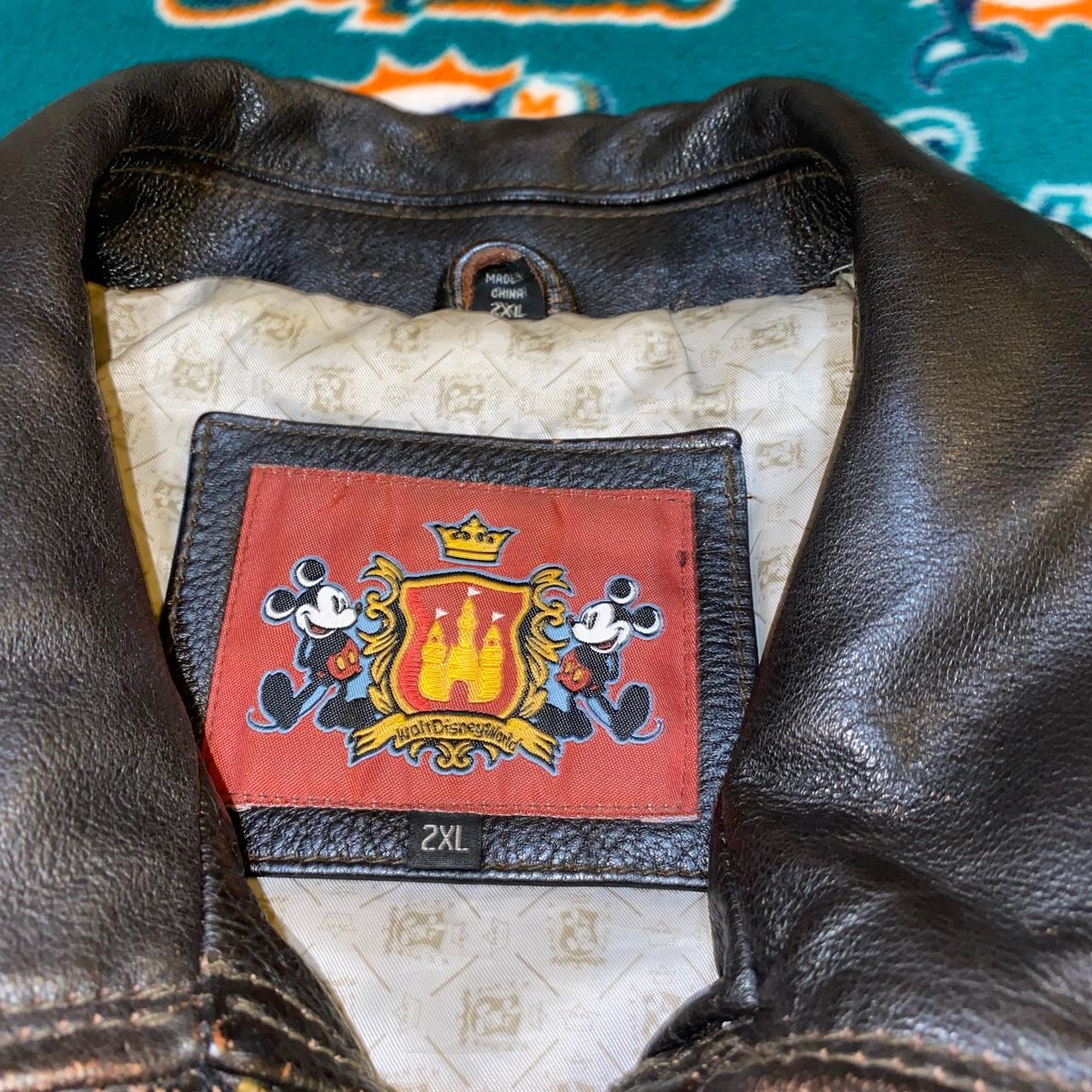 Disney Brown leather jacket Mickey Mouse... - Depop