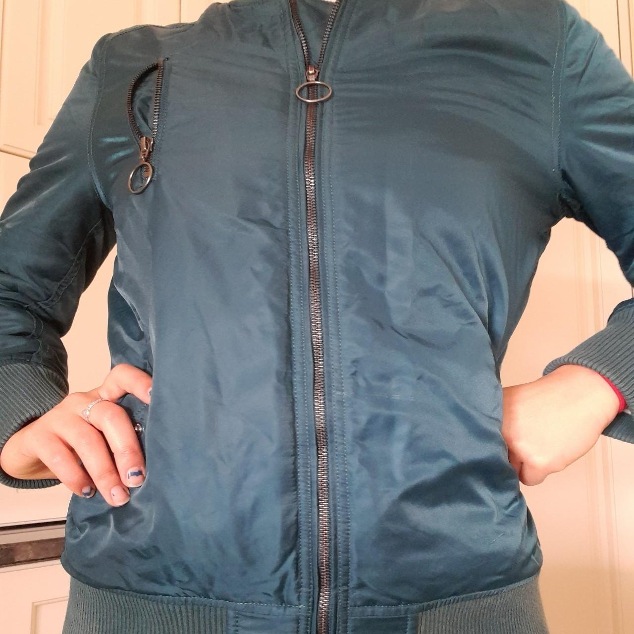 Country Road Satin Teal/emerald Bomber Jacket size... - Depop