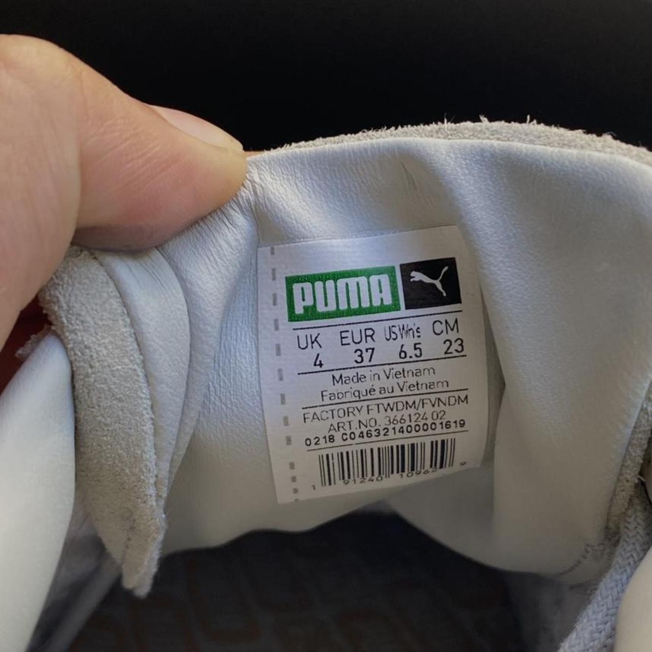 puma suede velvet floral embroidered sneakers worn... - Depop