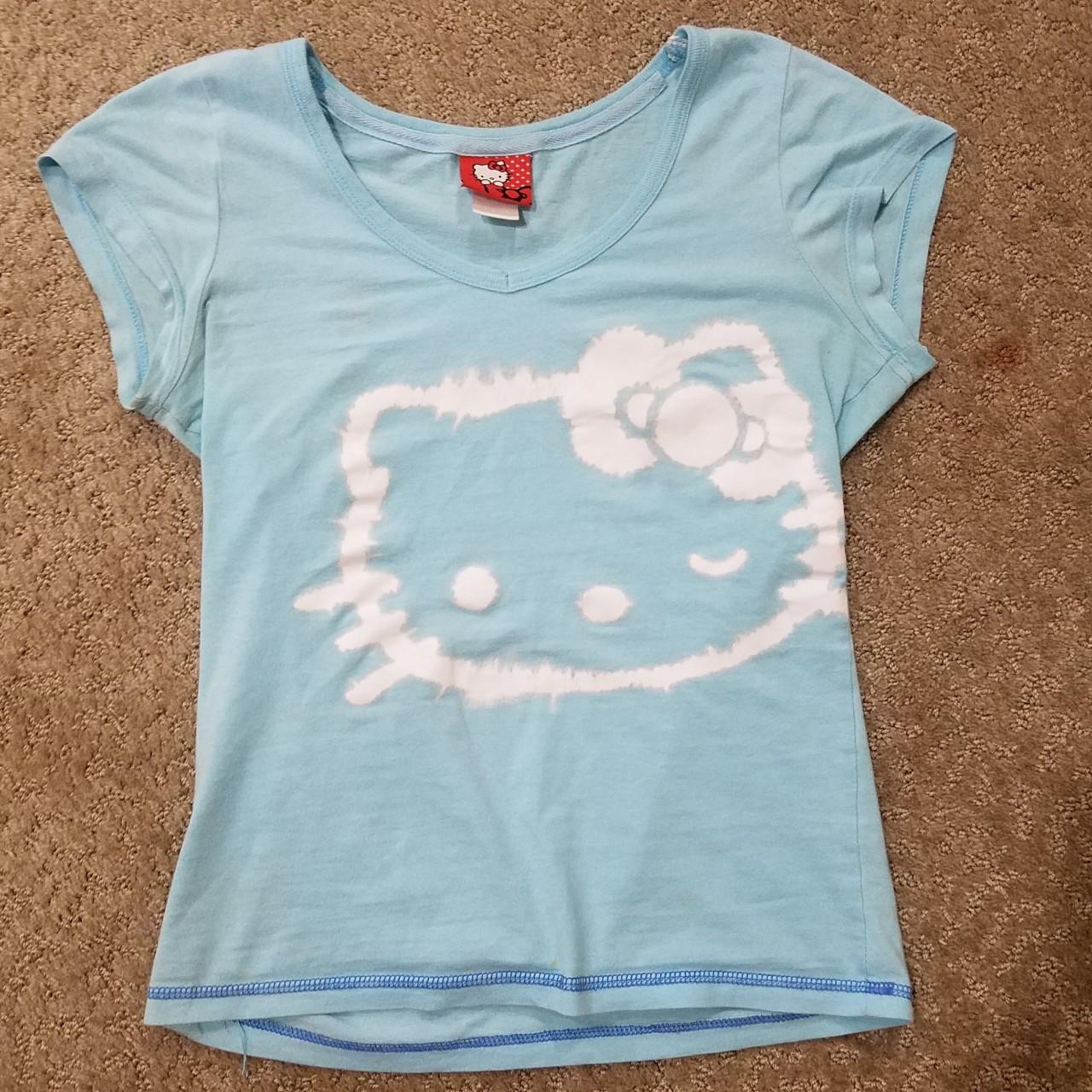 Light Blue Hello Kitty Sanrio shirt Size... - Depop