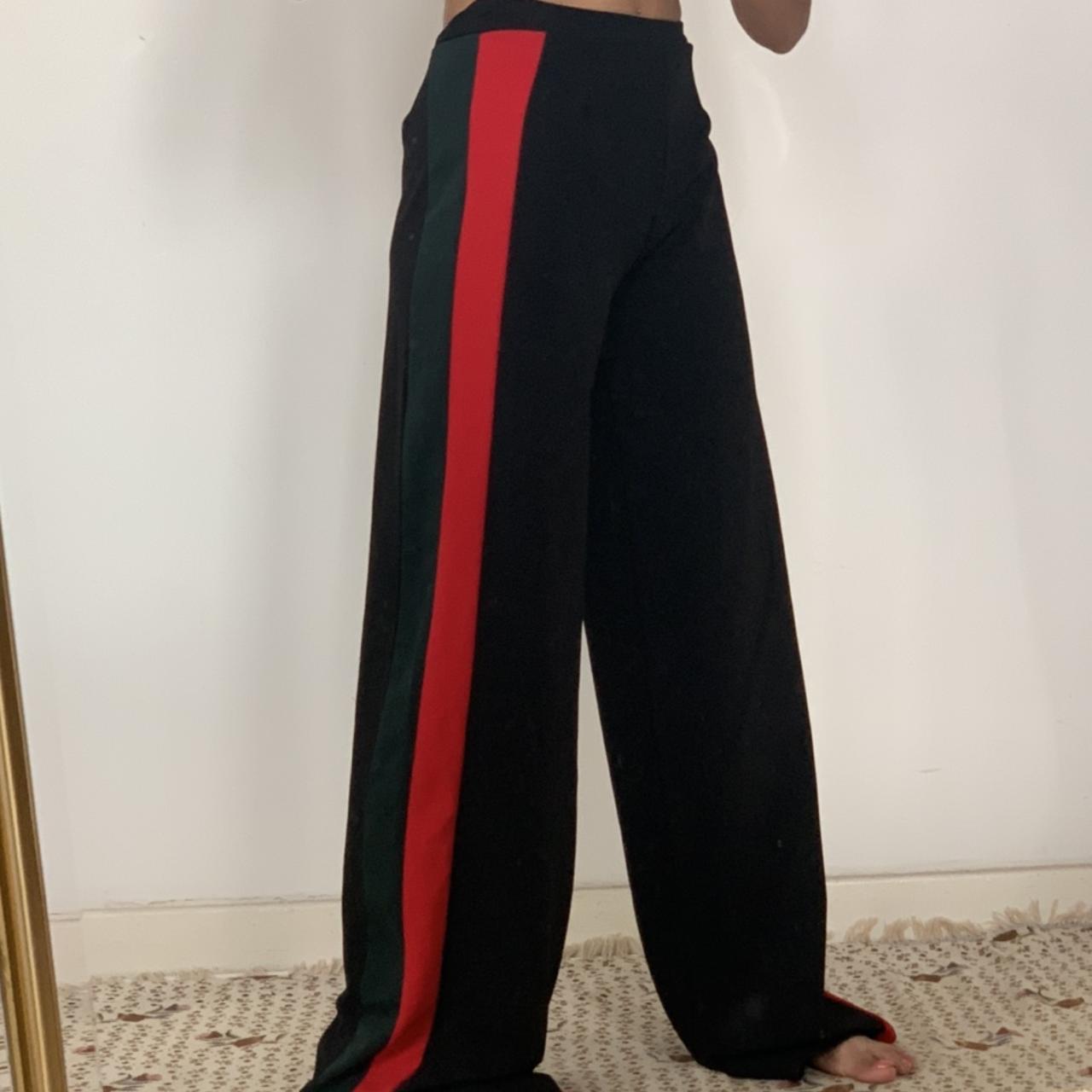 green black and red (Gucci vibes) trousers wide leg... - Depop