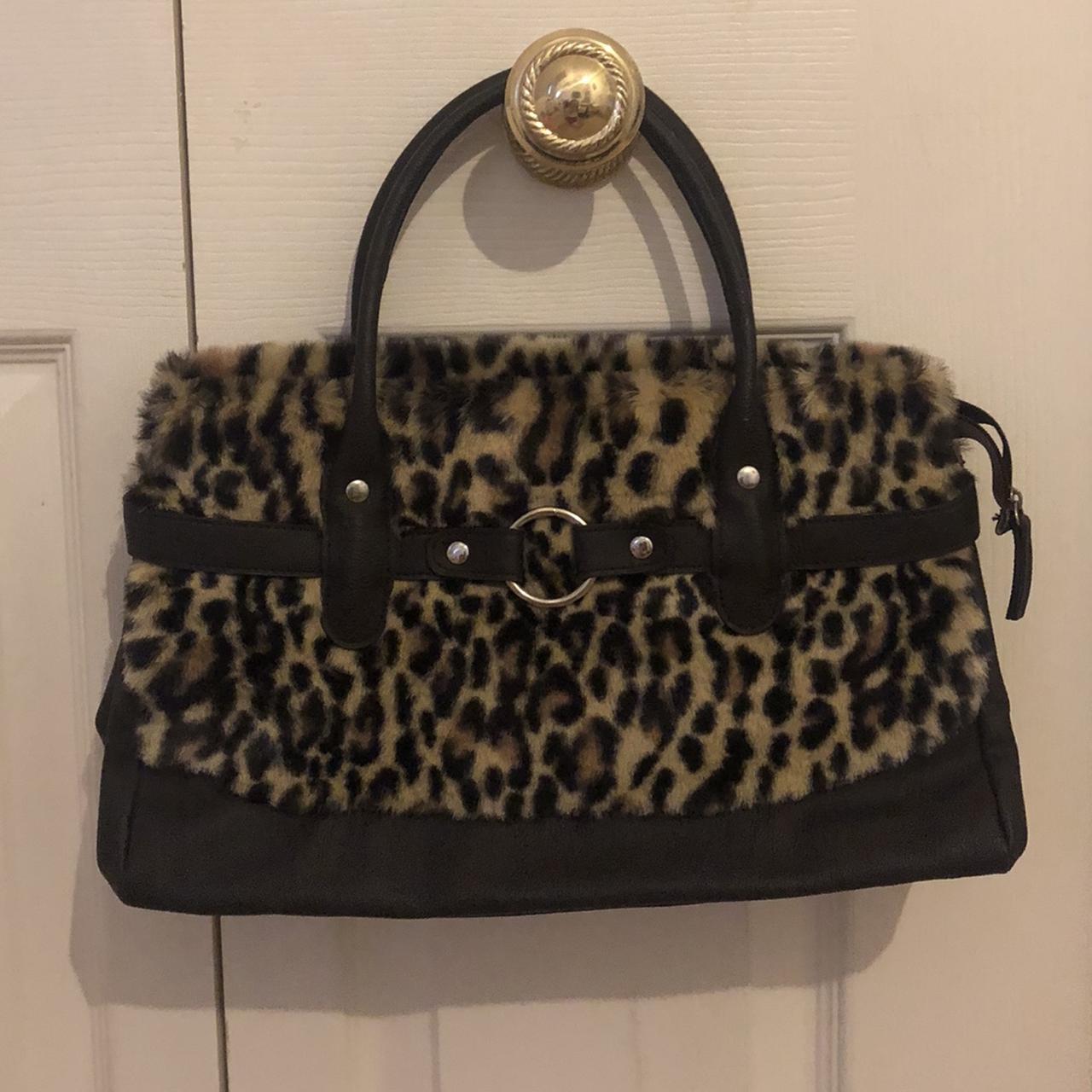 cutest vintage fluffy leopard print handbag... - Depop